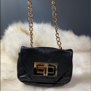 Cache | Bags | Cache Vintage Early 9s Black Chain Leather Bag | Poshmark